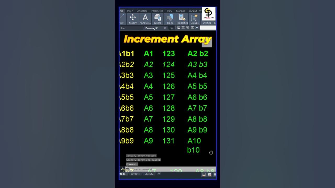 Increment Array in LISP | Lisp Command | array | AutoCAD Programming Tutorial - YouTube