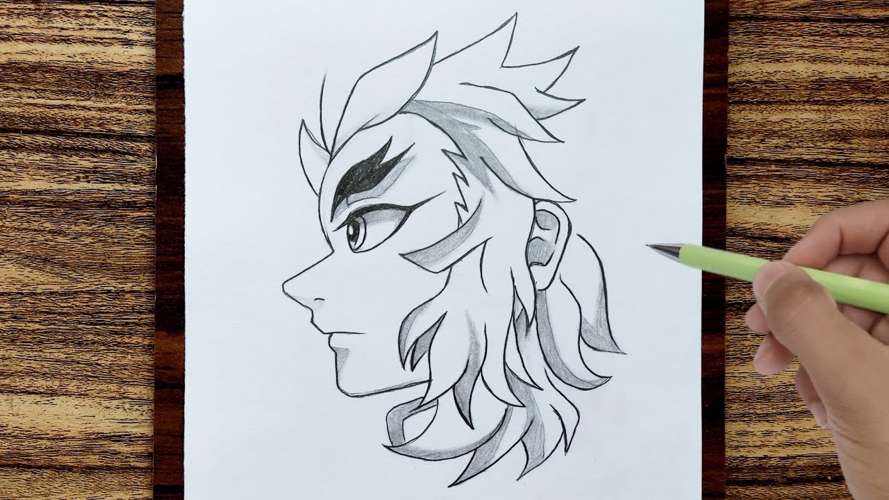 How to draw Kyojuro Rengoku step by step ( Demon Slayer ) easy anime ...