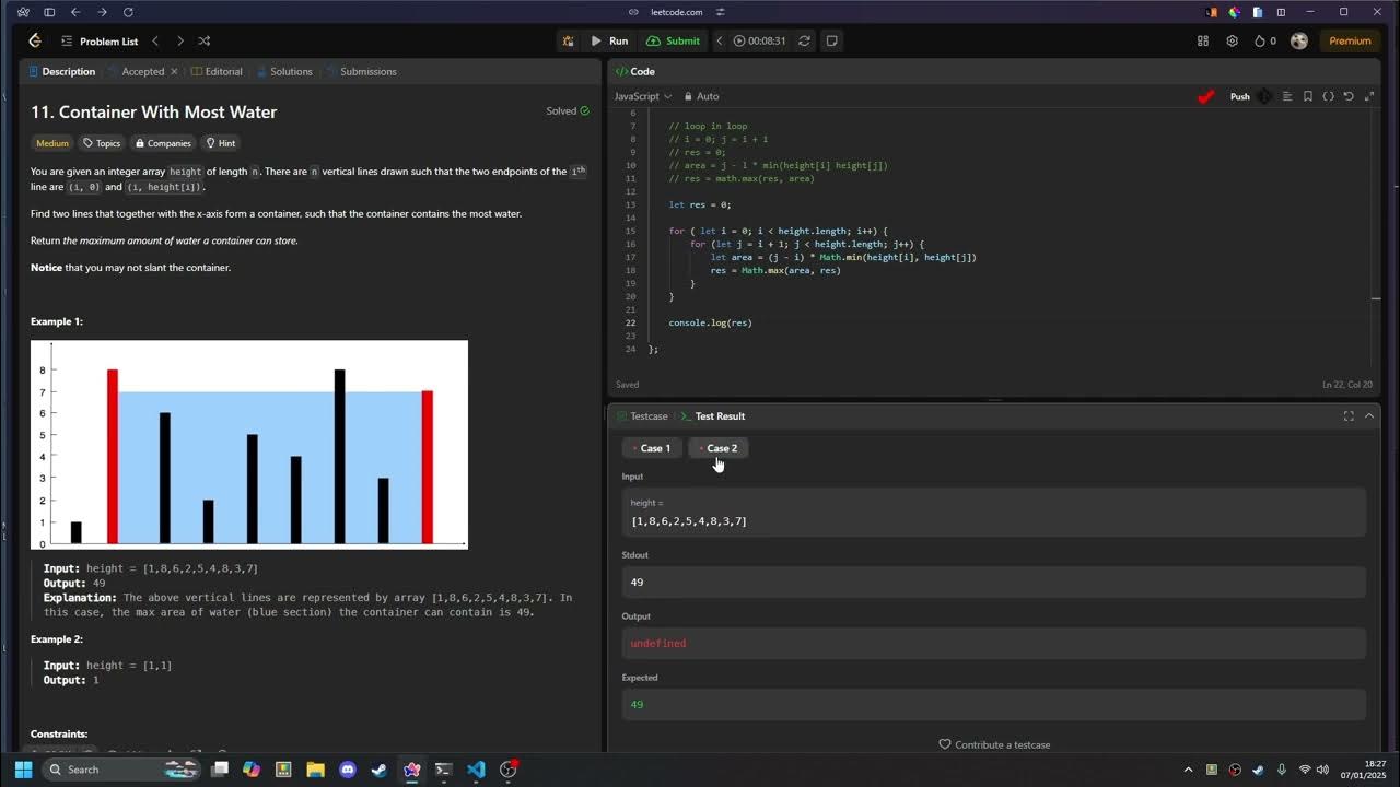 Container With Most Water | Leetcode | Javascript - YouTube