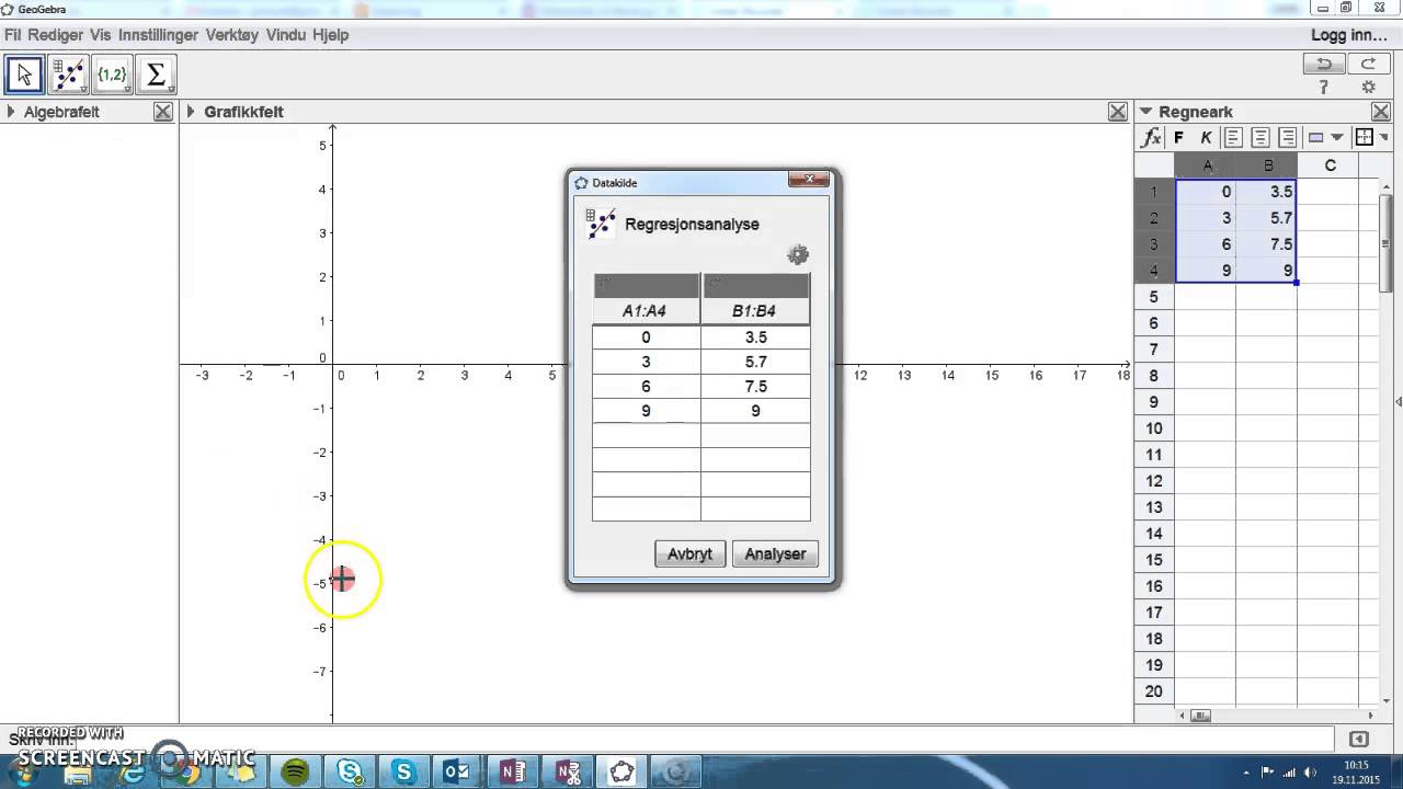 Lineær regresjon i GeoGebra 1t - YouTube