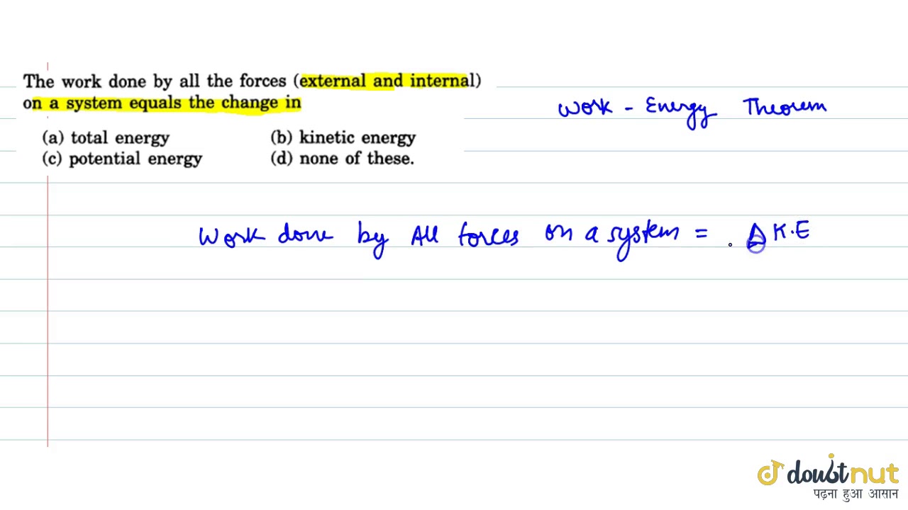 The work done by all the forces (external and internal) on a system ...