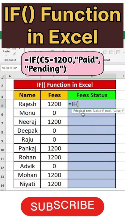 IF() Formula in Excel#Excel IF() Function#Excel#exceltutorial#excelformula#shorts#viral# ...