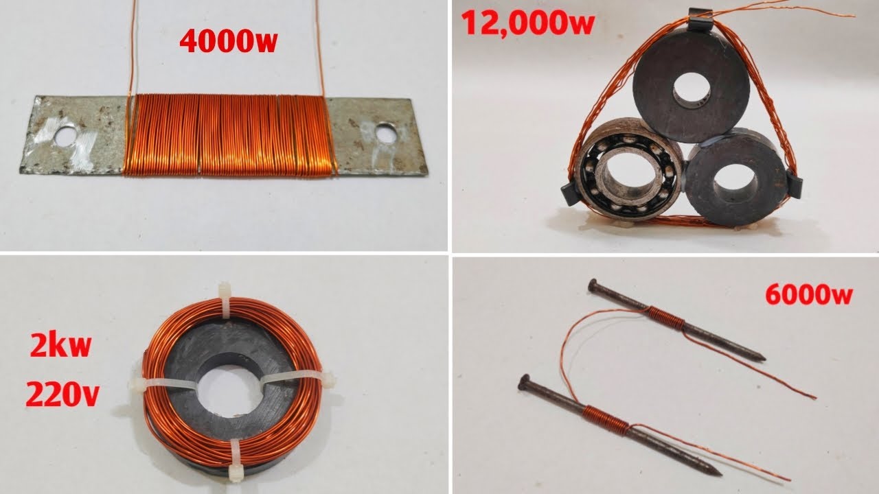 Top4 awesome electric free energy generator copper coil Self Running ...