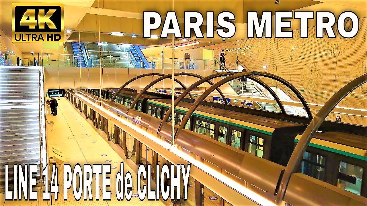 🇫🇷Paris Metro Line 14 RATP Subway Train Station - Porte de Clichy【4K ...