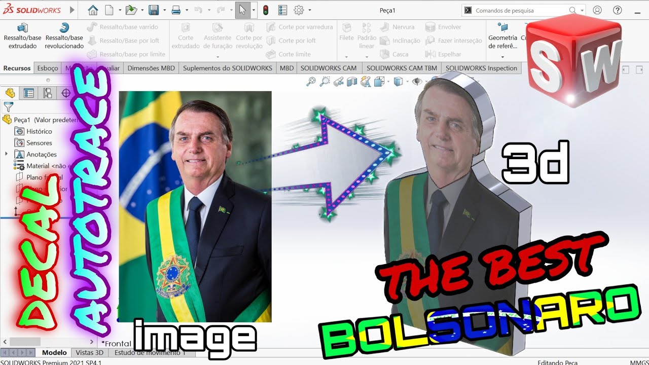 How To Transform An Image Photo Into A 3D Object In SolidWorks Using The AutoTrace And Decal How To Transform An Image Photo Into A 3D Object In SolidWorks Using The AutoTrace And Decal
