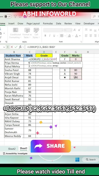 Stop Calculating Grades Manually! Use Excel LOOKUP Like a Pro #shorts #shortsfeed #excel - YouTube