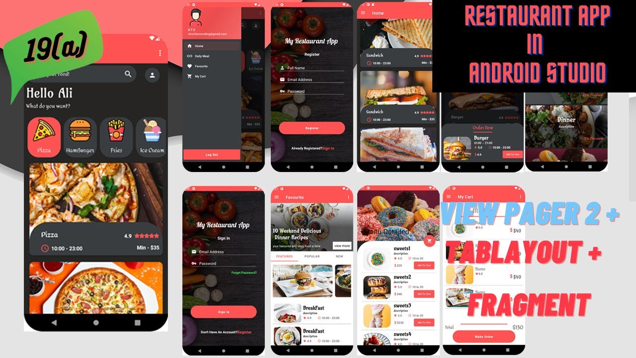 Viewpager 2 In Android Studio | Tab Layout with Viewpager | Restaurant ...