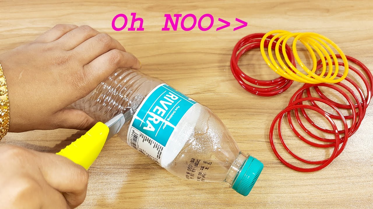 2 SUPERB HOME DECOR IDEAS USING OLD BANGLES AND PLASTIC BOTTEL | DIY ...