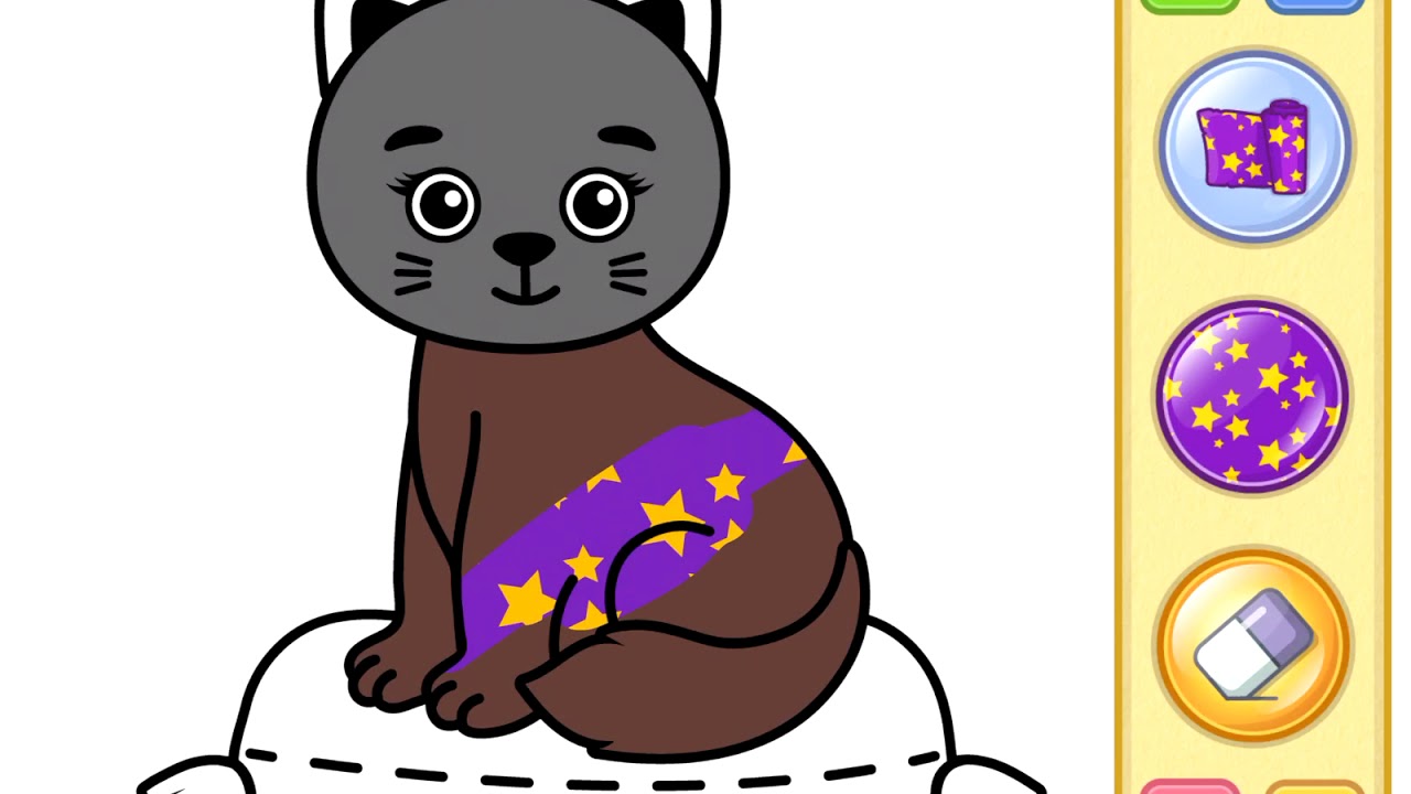 COLORING CAT - BIMI BOO GAME KIDS LEARNING ANIMALS LEARN COLORING - YouTube