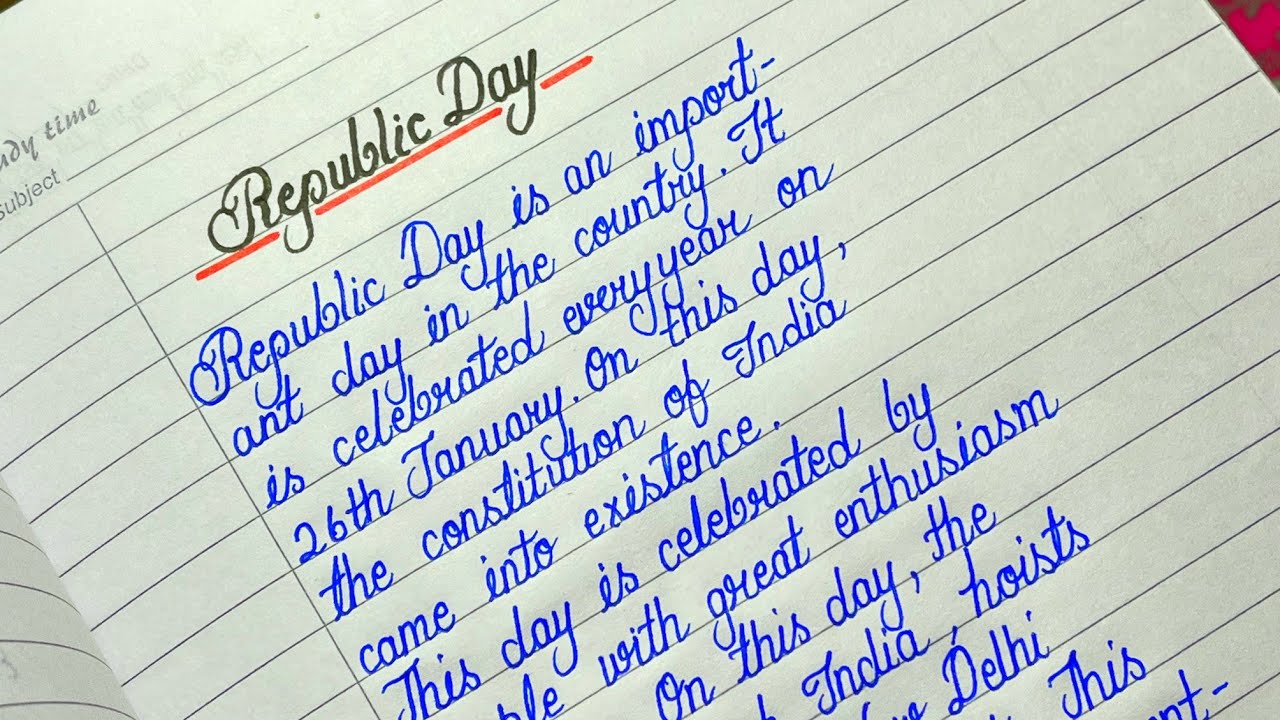 Super clean cursive writing || Republic day essay || 26 January ...