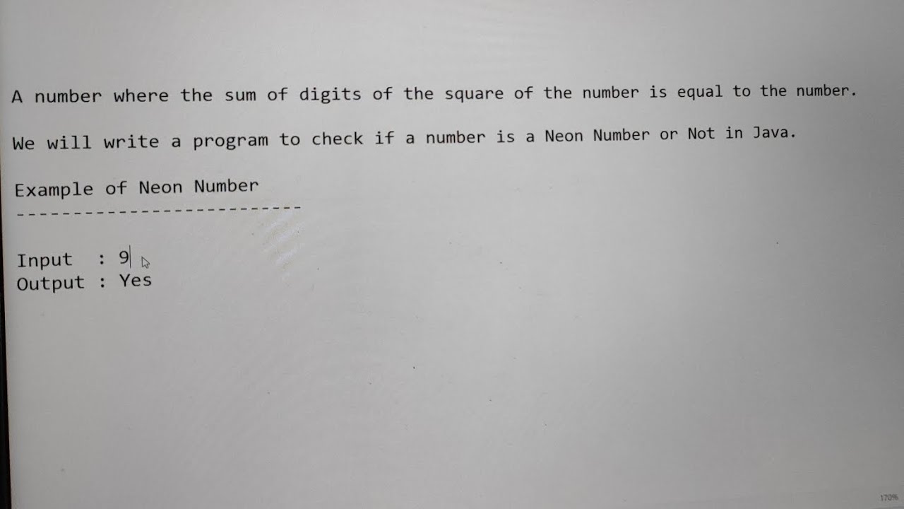 Neon Number in Java | Write a java program to check if a number is neon ...