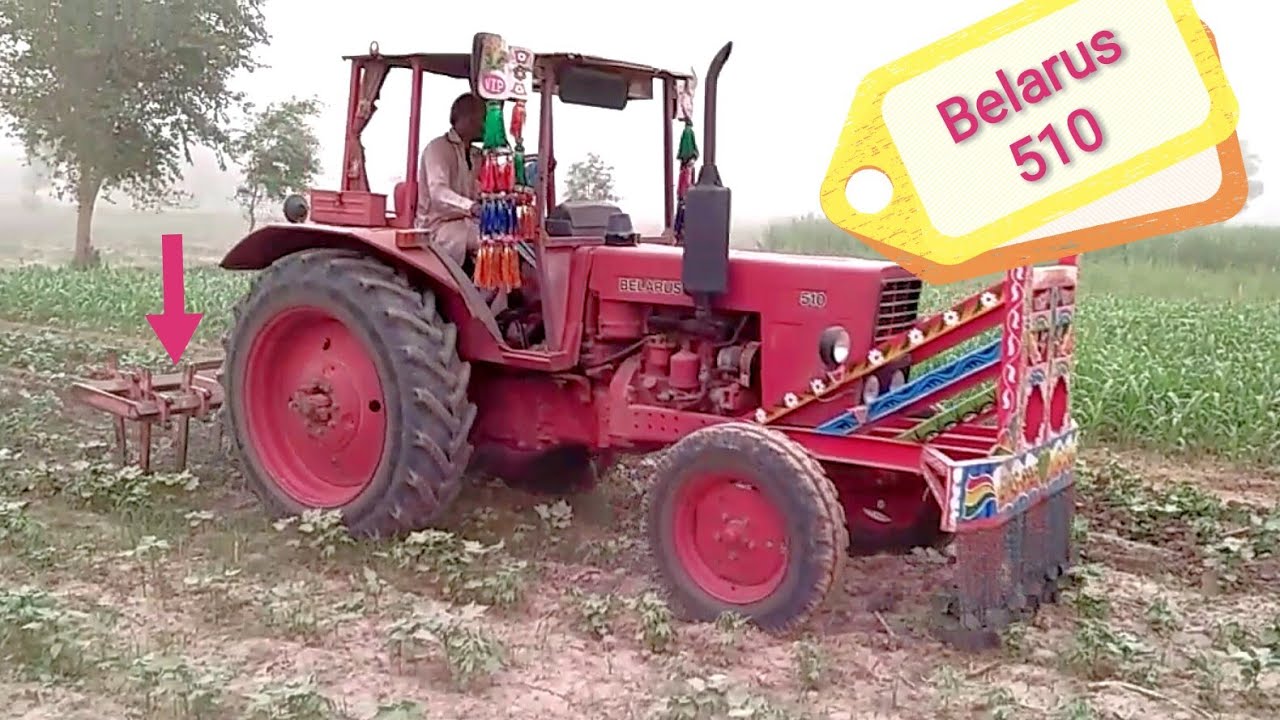 Super performance Belarus 510 tractor working in agriculture field ...