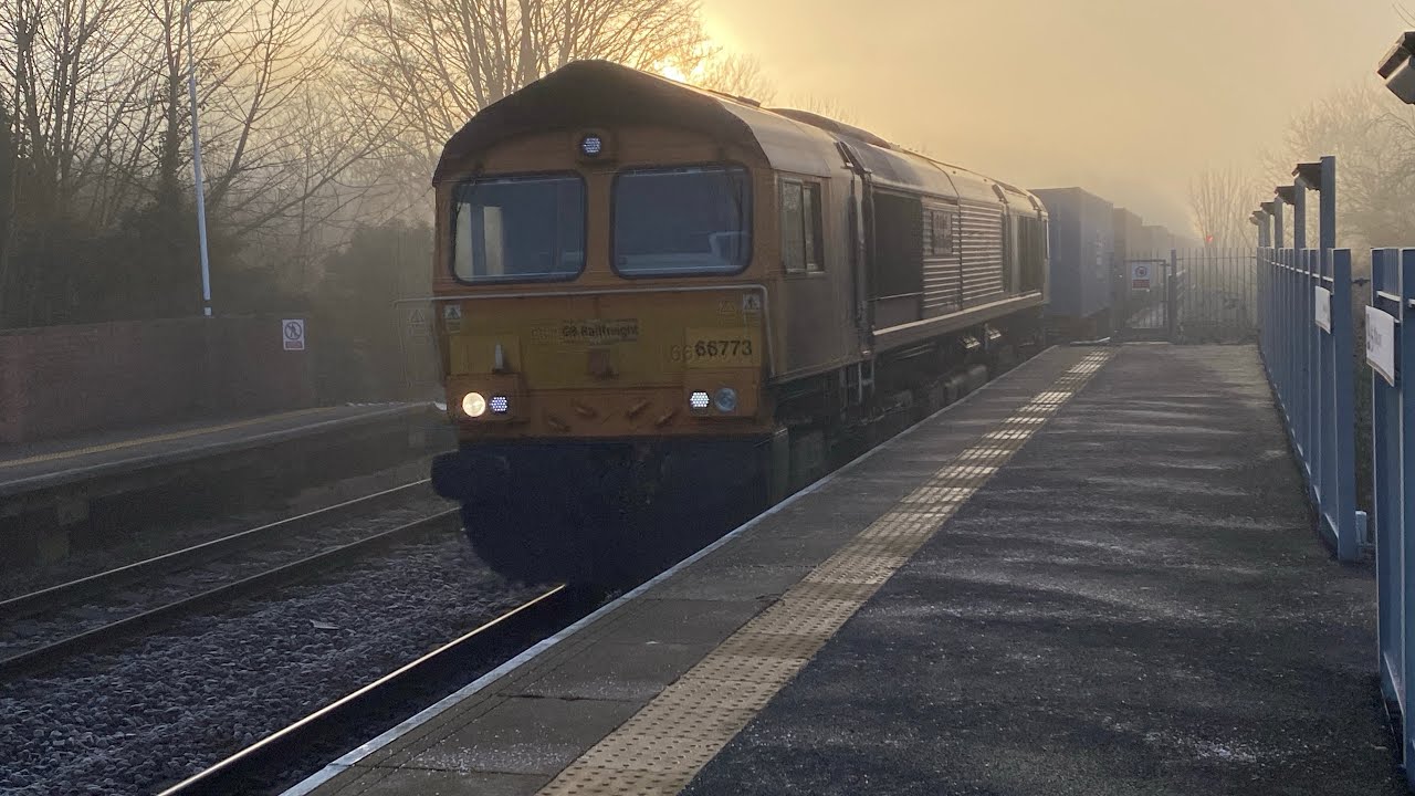 Fog bound GBRf crossover 66755 & 66773 with 95 containers 08:30 Lea Road 6/2/2025 - YouTube