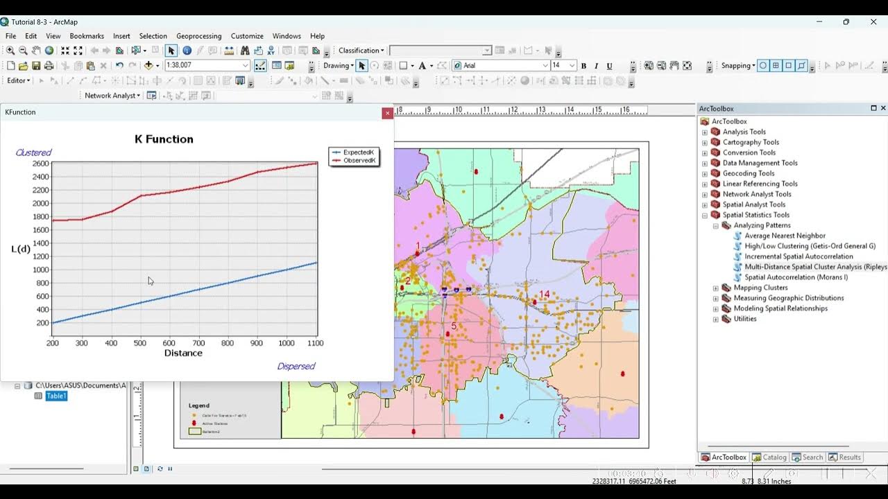 Multi Distance Spatial Cluster Analysis Ripleys K Function in ArcMap - YouTube