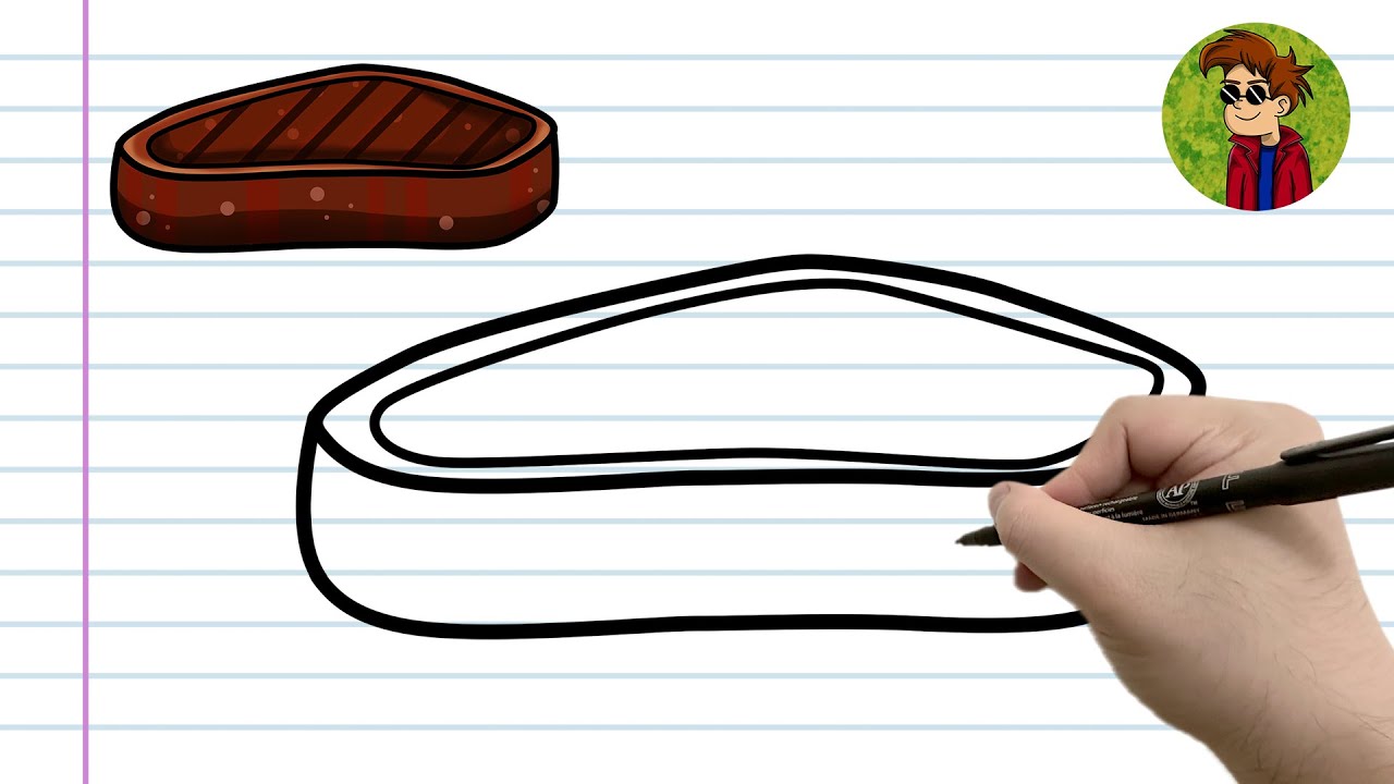 How To Draw A Tender Beef Steak & Colouring | Easy and Slow Step By ...