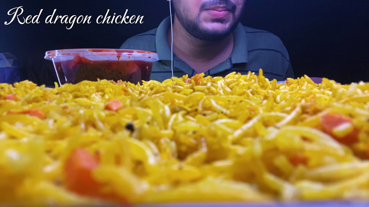 Red dragon chicken Asmr’ masala rice Yum ! just chicken vibes/ crazy ...