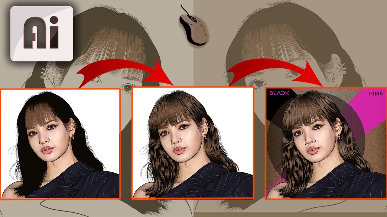 HOW TO DRAW HAIR with mouse in adobe illustrator - YouTube