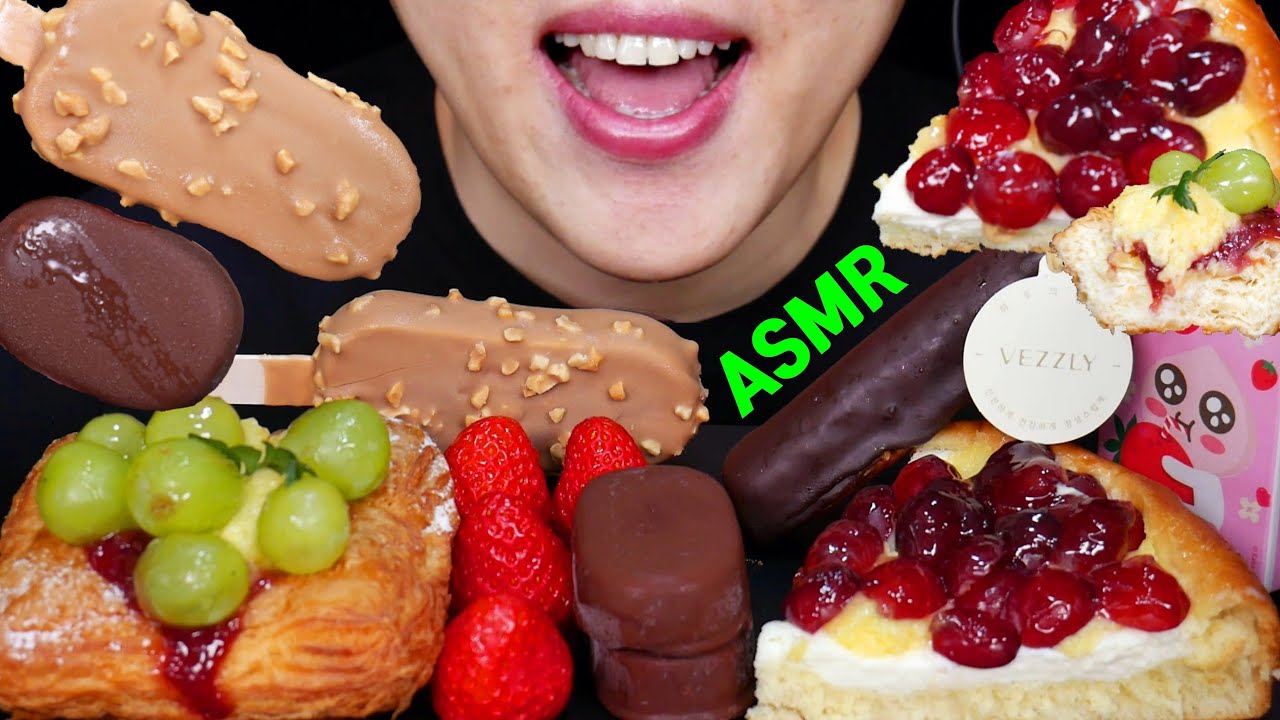 ASMR CHOCOLATE ICECREAM VEZZLY BAKERY FRUIT PIE BREAD MUKBANG 현백 베즐리 ...