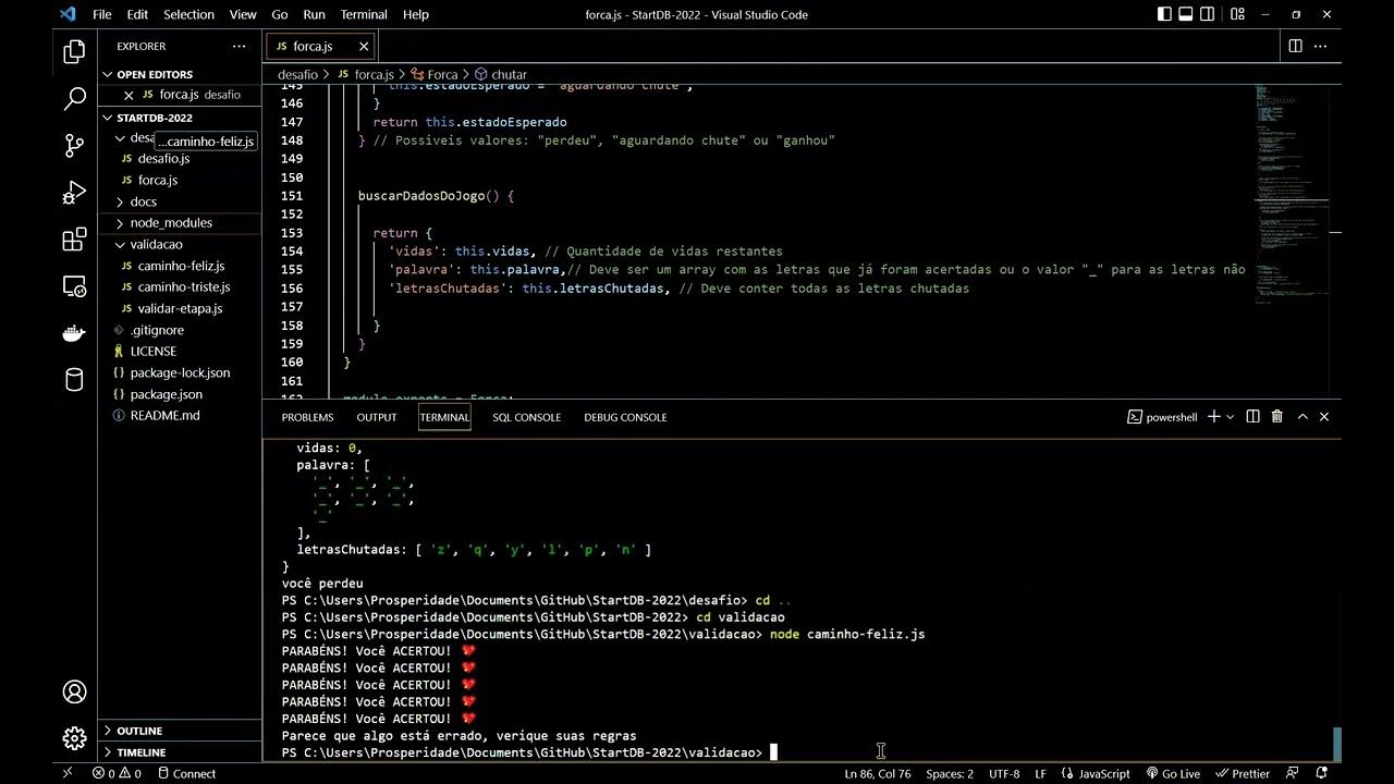 StartDB 2022 - Jogo da Forca JavaScript - YouTube