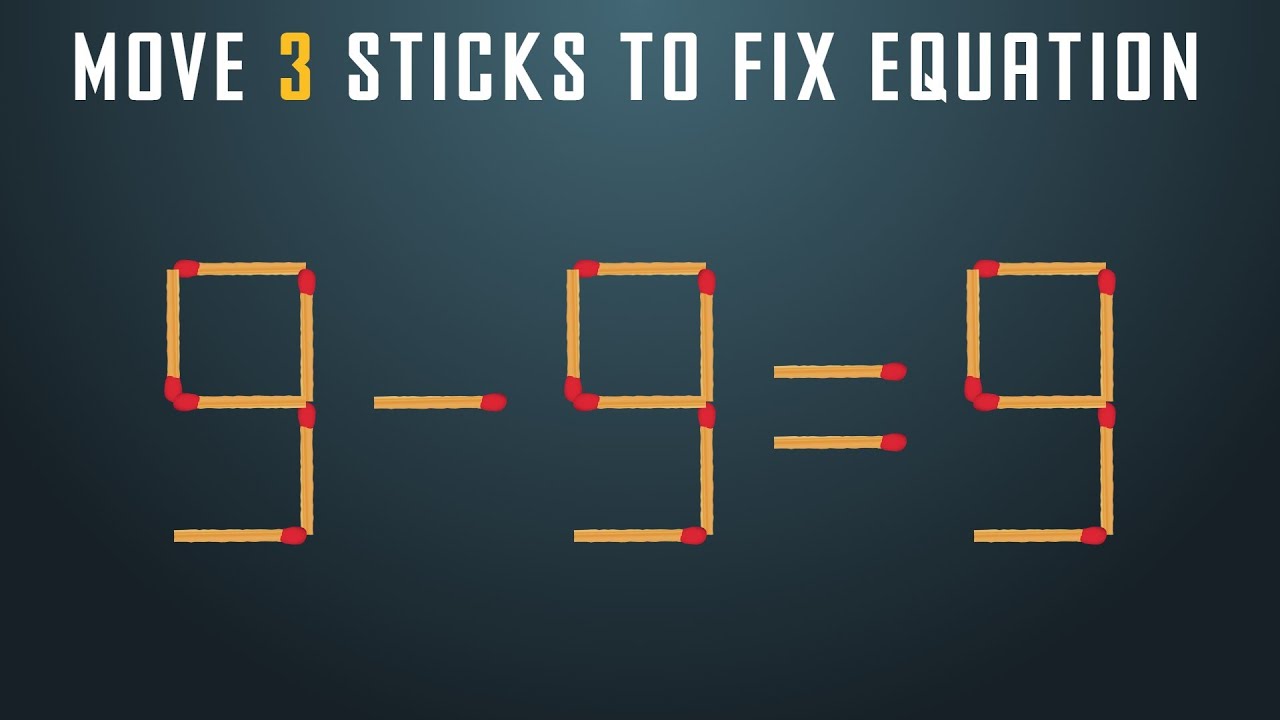 Tricky Maths Matchstick Puzzles With Solutions. Matchstick Equation ...