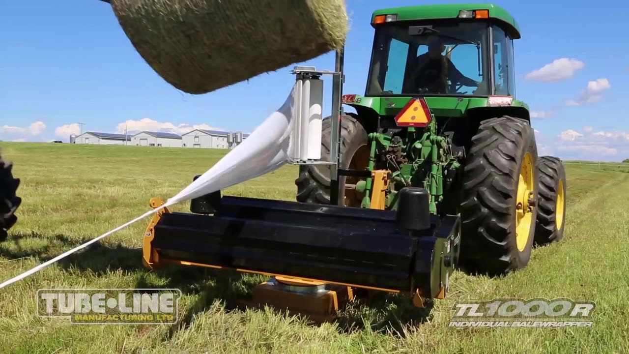 TL1000R Individual Round Bale Wrapper by Tubeline - YouTube