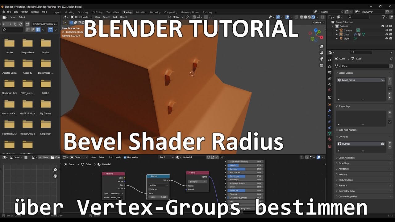 Bevel Shader Radius Nach Vertex Weights Kurz Tutorial Blender