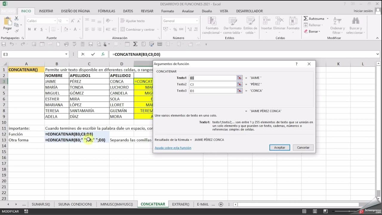 CONCATENAR TEXTO - Excel 63 - YouTube