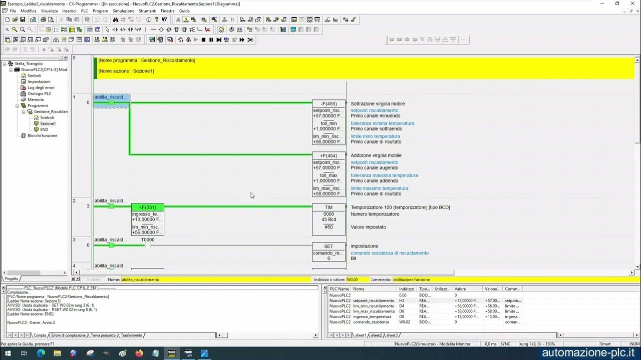 Corso di programmazione PLC Omron con CX-Programmer: esempio programma ...