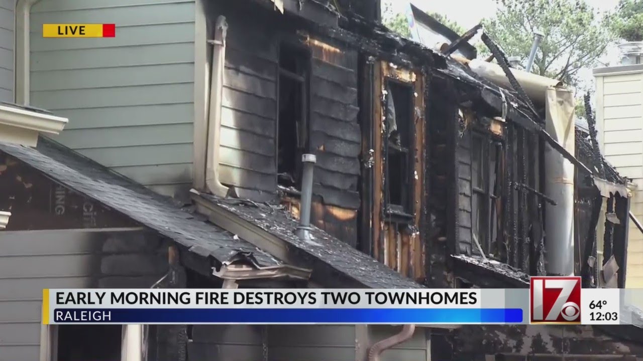 Early morning fire destroys two townhomes - YouTube