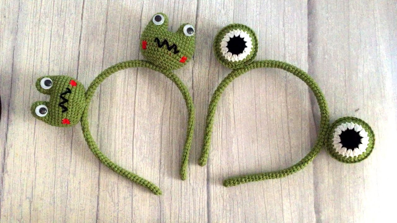 Knit frog hairband Cute Big Eye Hair Band Crochet Tutorial - YouTube