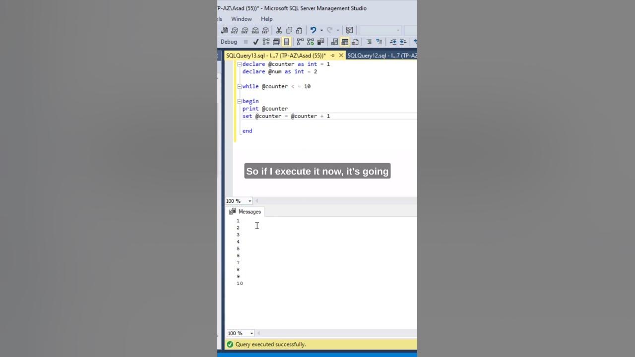 Sql Creating A Multiplication Table Using While Loop Datascience Sqltips Mssql Programming