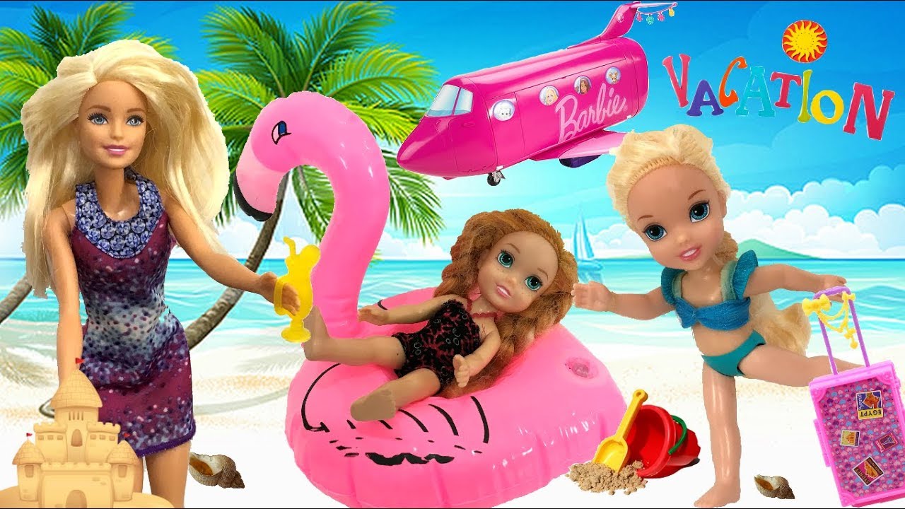 Elsa and Anna Toddlers Spring Break Sleepover at the Barbie Dreamhouse ...