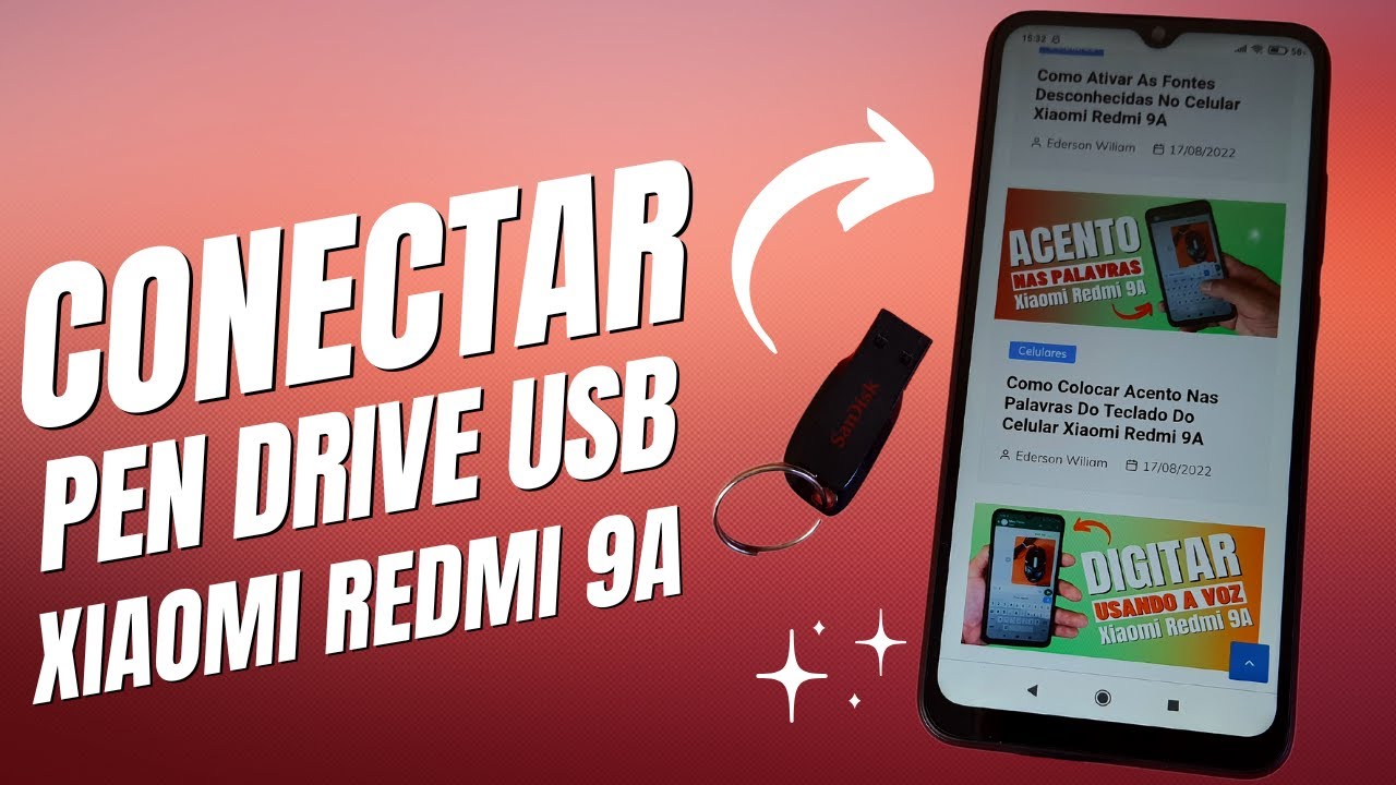 COMO CONECTAR UM PEN DRIVE USB NO CELULAR XIAOMI REDMI 9A - YouTube