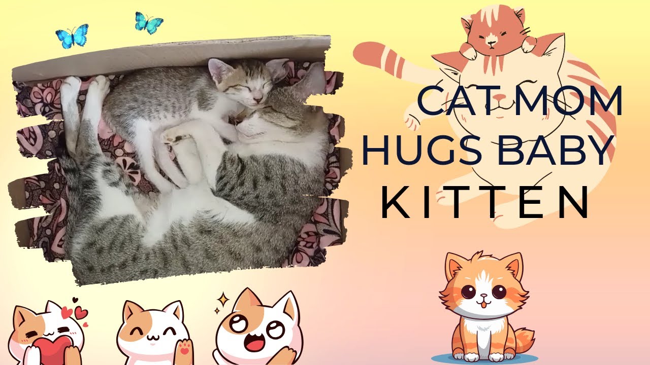 Cat mom hugs baby kitten | Funny animals - YouTube