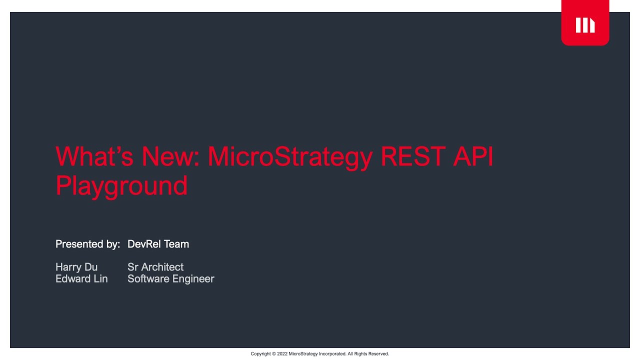 What s New MicroStrategy REST API Playground YouTube What s New MicroStrategy REST API Playground YouTube