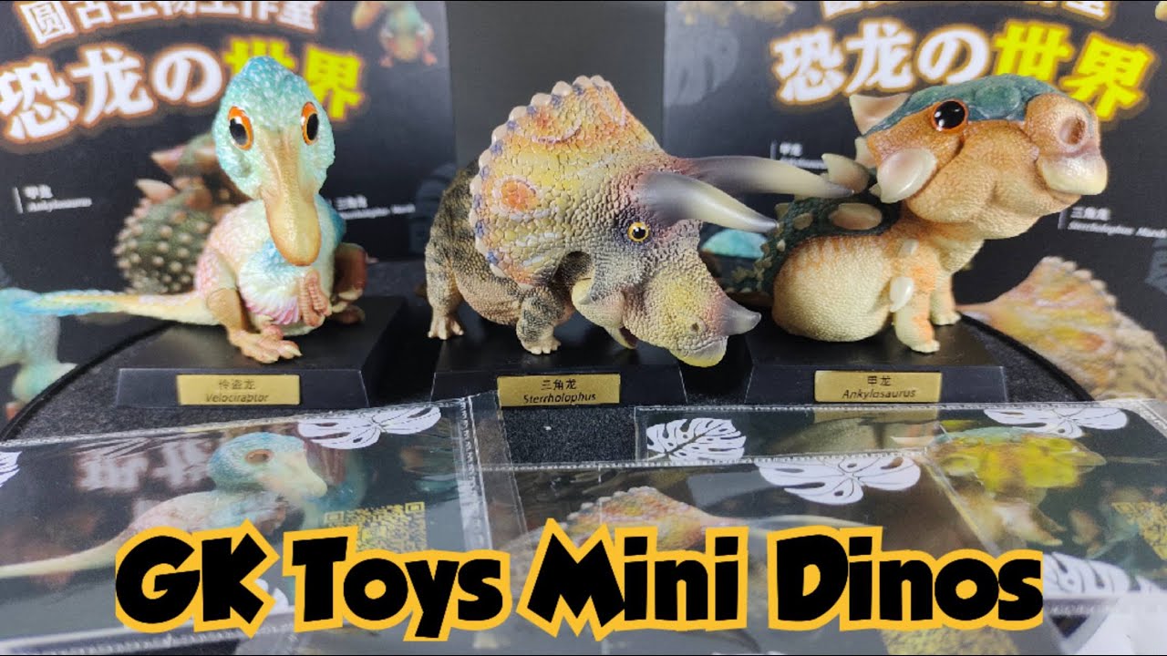 GK Toys mini dinosaurs triceratops ankylosaurus velociraptor - YouTube