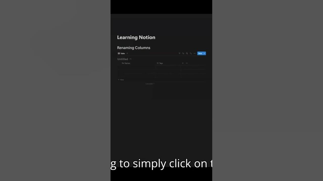 Let S Rename Columns In Notion Notion Notiontutorial Notiontutorial Youtube