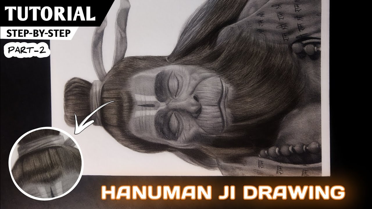 How to draw realistic Portrait Hanuman ji | Hair shading TUTORIAL for ...