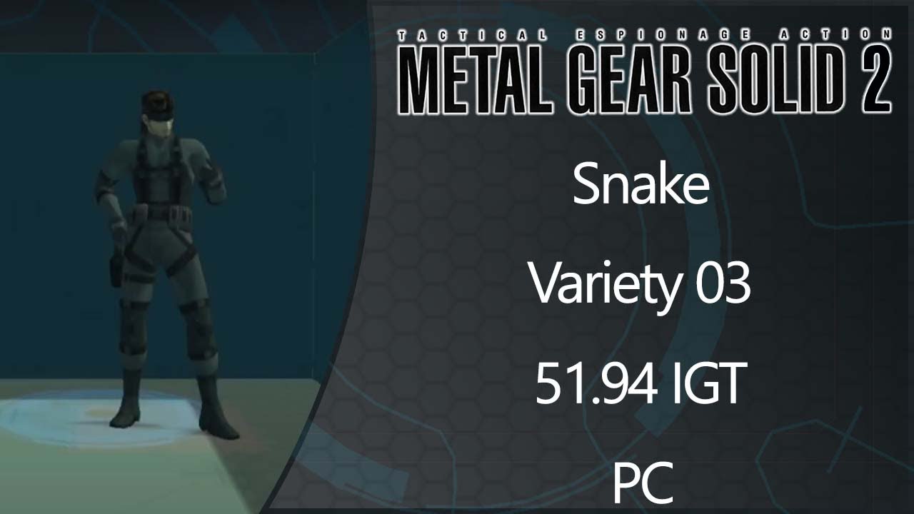 MGS2: Substance | PC | Snake | Variety | Level 03 | 51.94 IGT - YouTube
