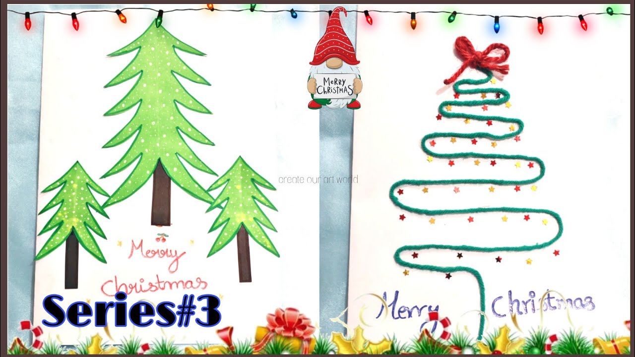 How To Make Christmas Tree Greeting Card | Handmade Christmas Greeting ...