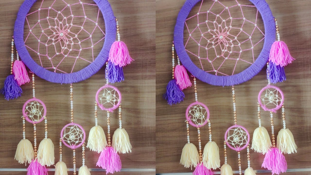 How To Make Dream Catcher At Home//Bangles craft ideas//woolen craft ...