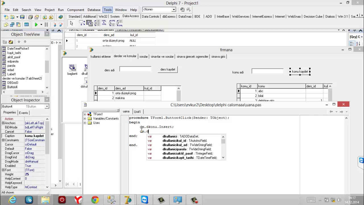 DELPHI 7 SINAV OTOMASYONU--2 - YouTube