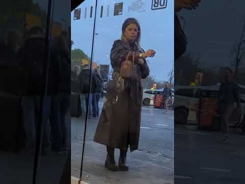 leather girls smoking and drinking coffee