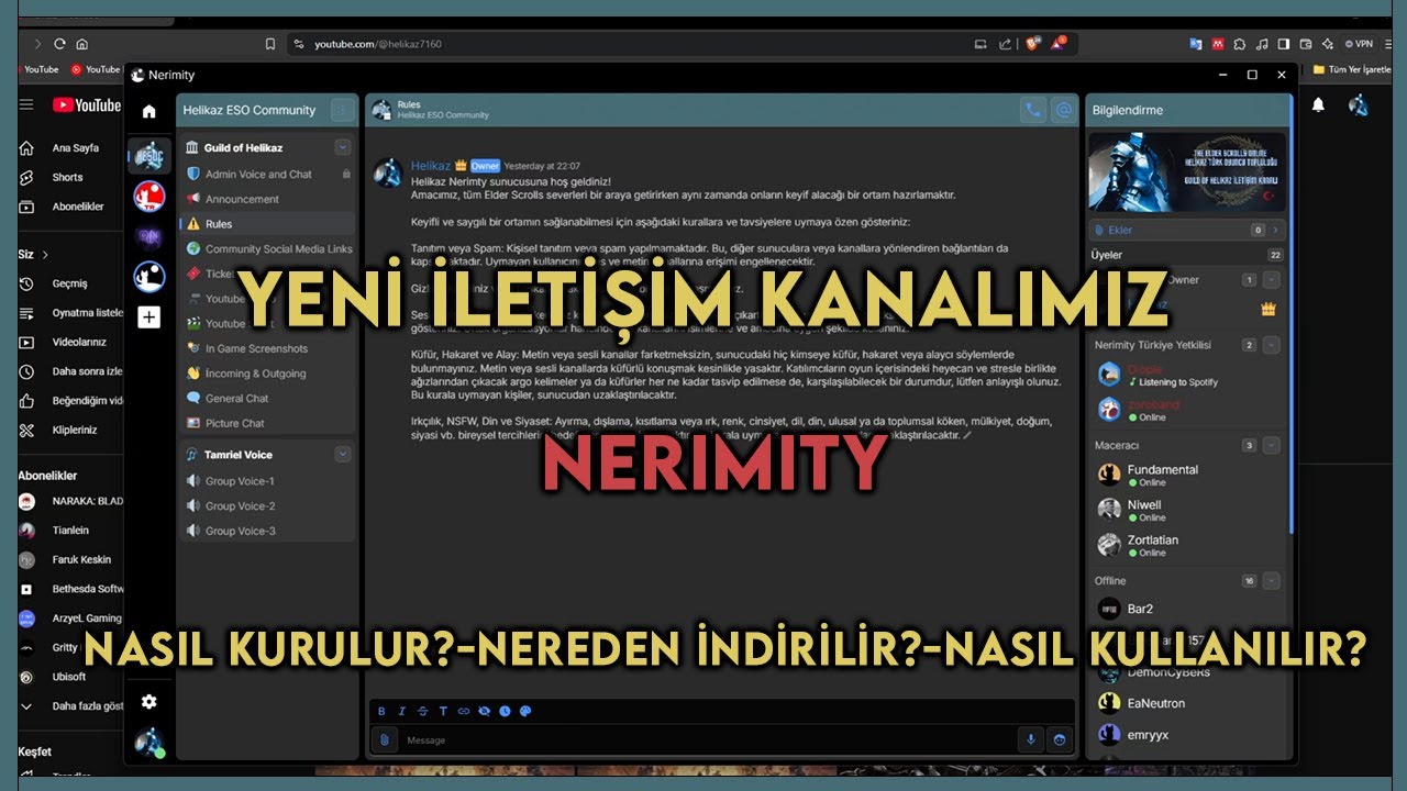 Yeni İletişim Kanalımız Nerimity'in Tanıtım Videosu | ELDER SCROLLS ONLINE TÜRK TOPLULUĞU - YouTube