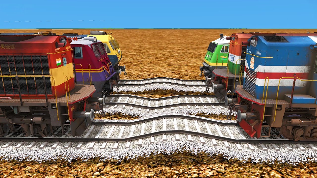 6 TRAINS RUNNING ON RISKY RAILROAD TRACKS | BUMPY RAILROAD - Train ...