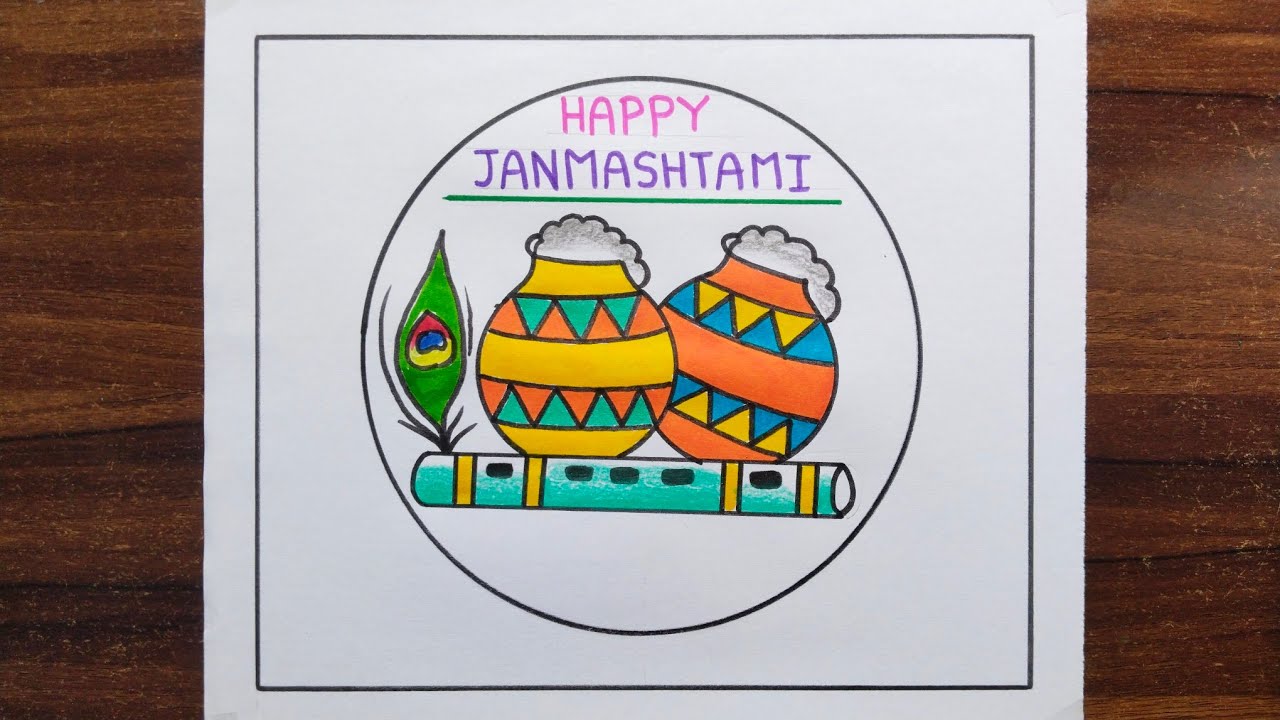 Janmashtami Drawing / Janmashtami Drawing Easy / Krishna Janmashtami ...