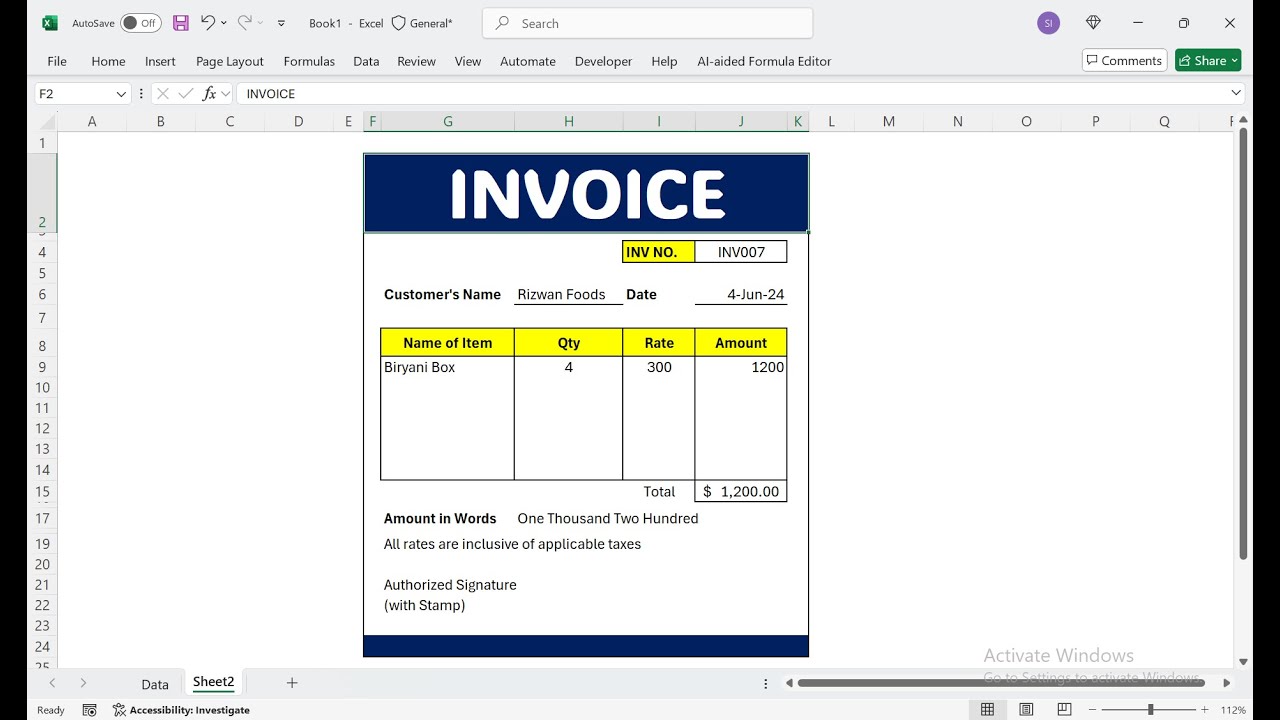 Create Professional Invoice Format in Excel with Auto Calculation ...