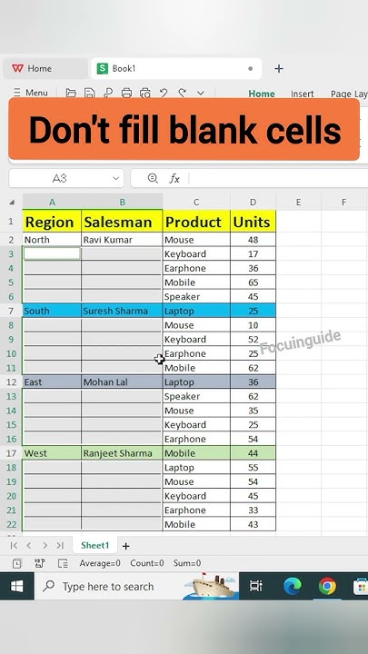 How to fill blank cells in Excel tips and tricks #focusinguide #exceltips #tutorial #shots - YouTube