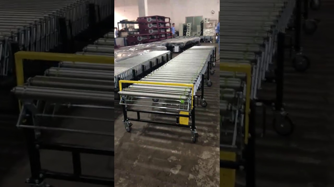 Powered Extendable Roller Conveyor - YouTube