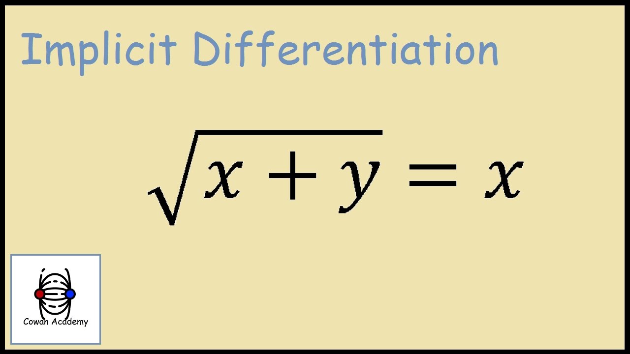 Sqrt x y X Implicit Differentiation Find Dy dx YouTube